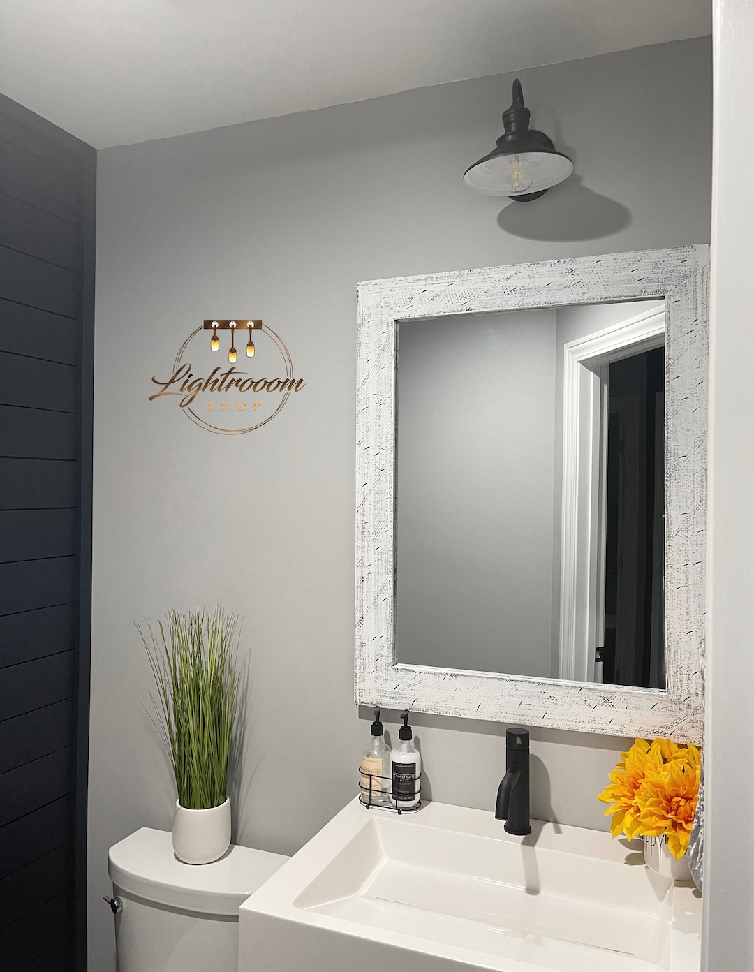 DISTRESSED HEAVY WHITEWASH Mirror, Rustic Look Wood Mirror, Farmhouse ...