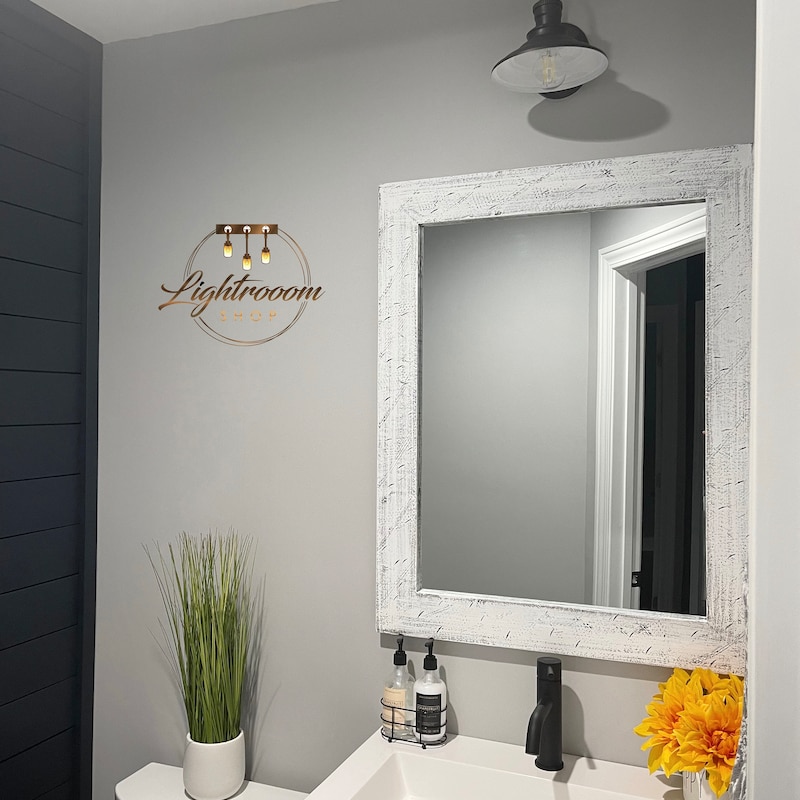 Farmhouse Mirror Distressed White - Etsy
