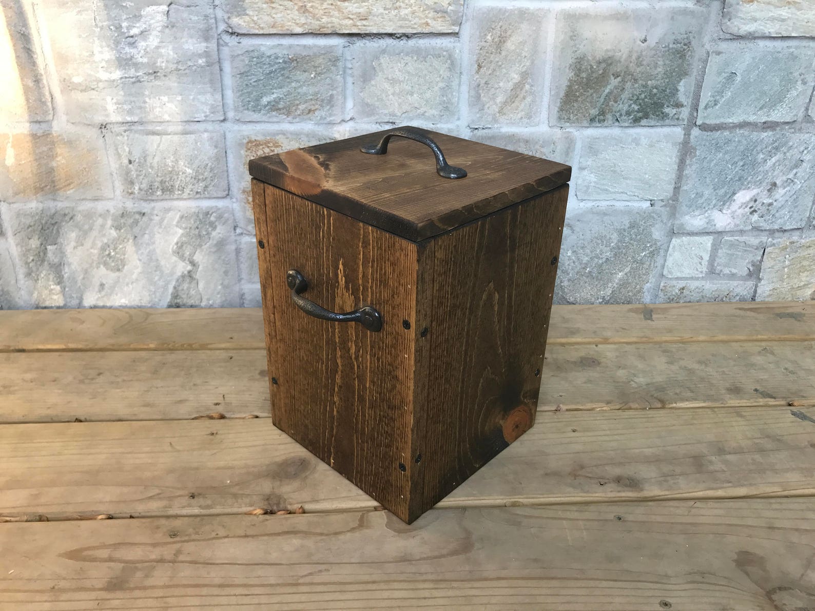 DARK WALNUT Rustic Garbage Can Bathroom Trash Can 3 or 4 - Etsy