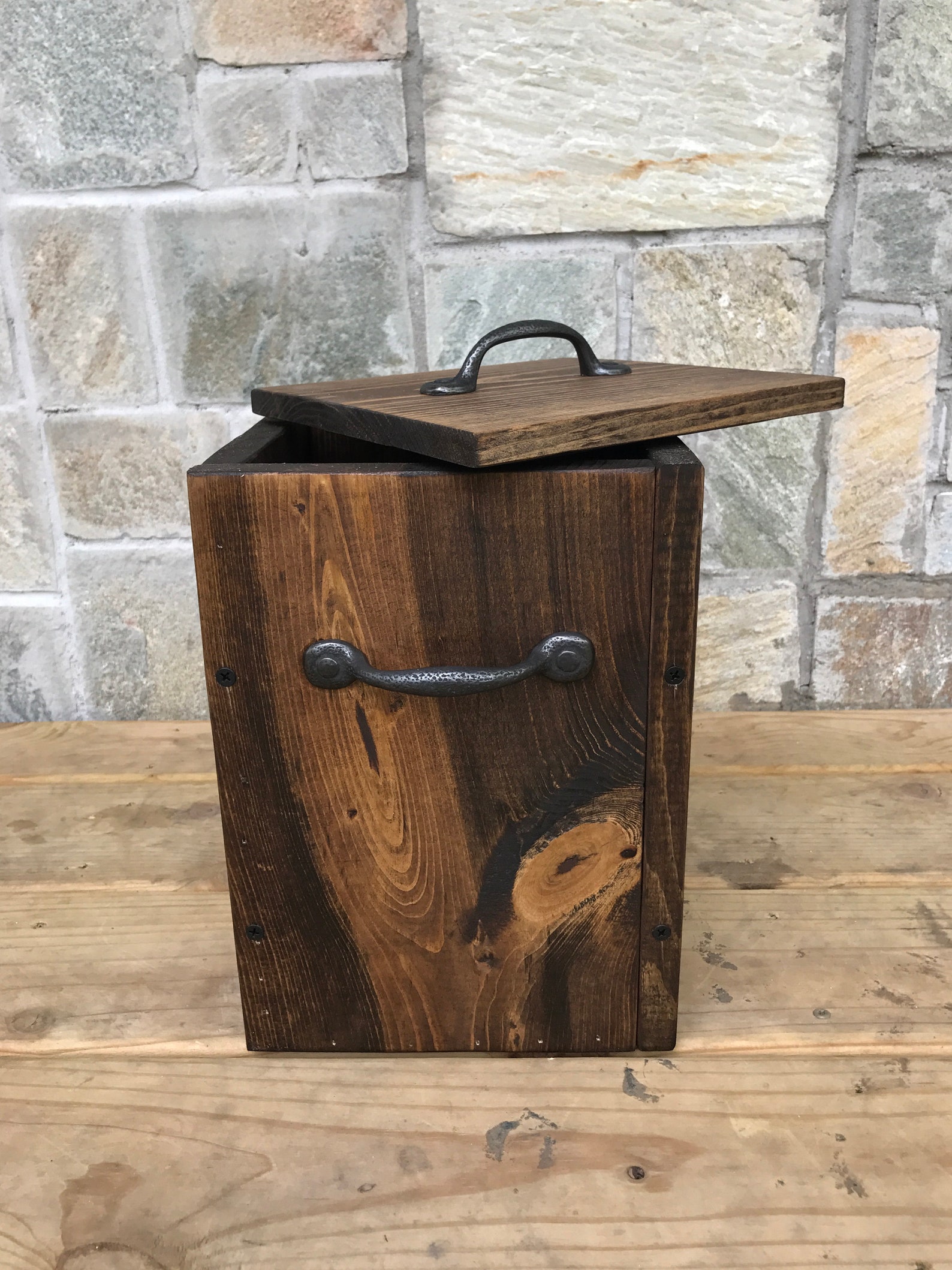 ESPRESSO Rustic Garbage Can With Lid Bathroom Trash Can 2 - Etsy