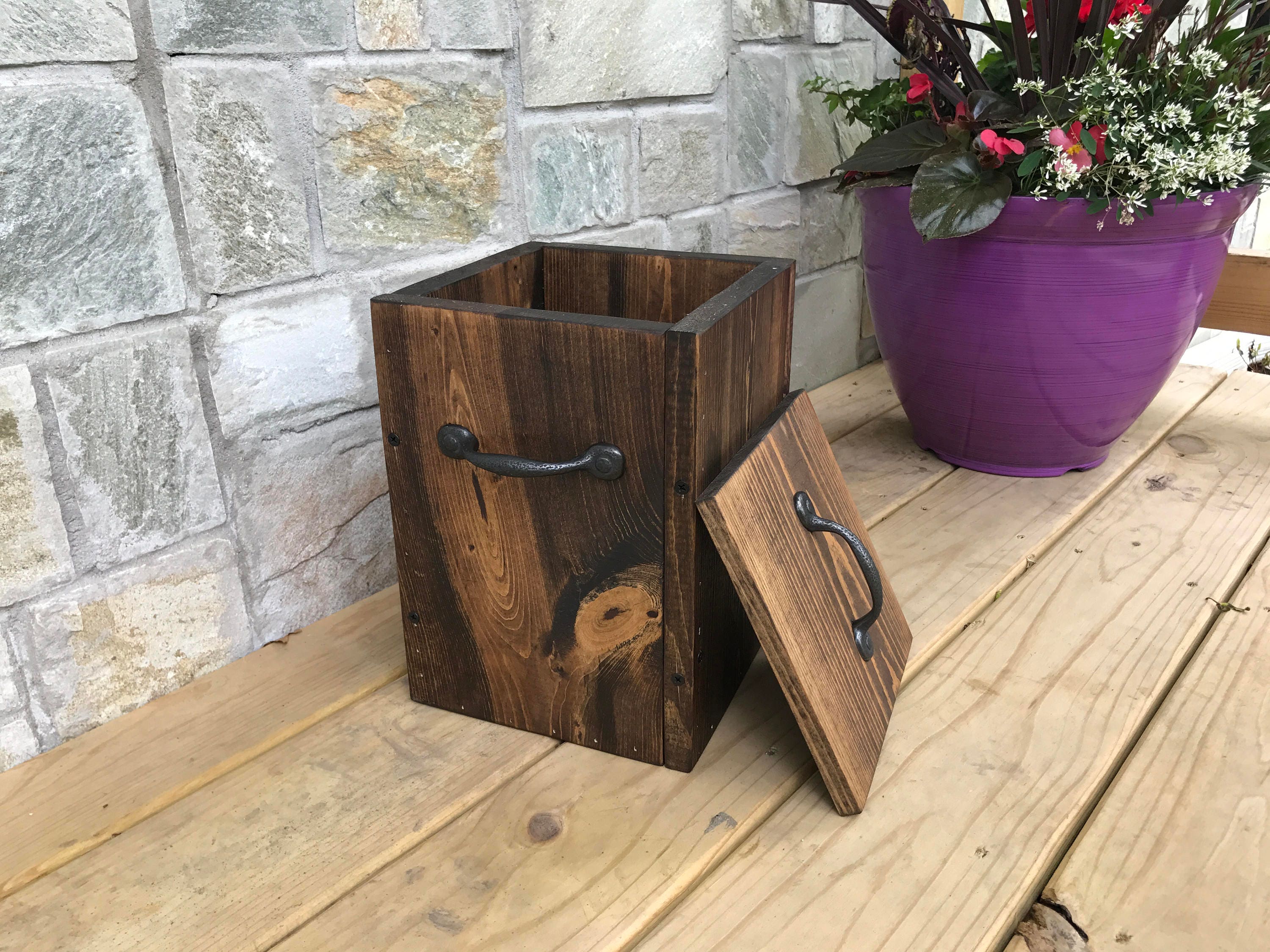 ESPRESSO Rustic Garbage Can with Lid Bathroom Trash Can 3 or | Etsy