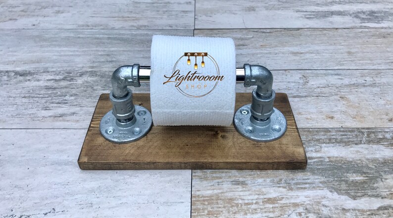 Toilet Paper Holder With Spring Loaded Black Pipe Rustic TP | Etsy