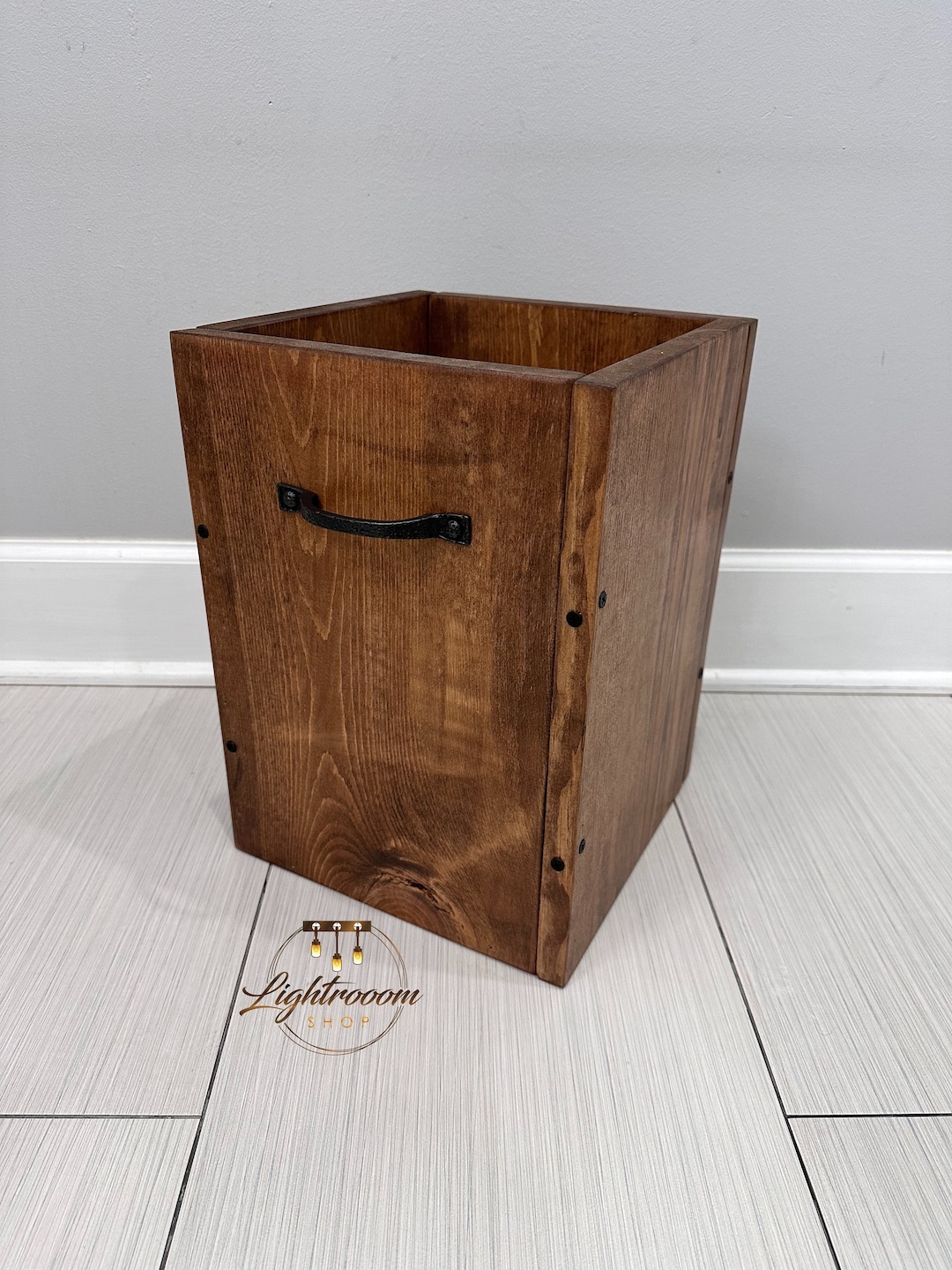 ENGLISH CHESTNUT Rustic Garbage Can, Bathroom Trash Can, 2 Sizes ...