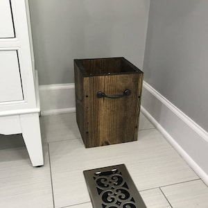 DARK WALNUT Rustic Garbage Can, Bathroom Trash Can, 2 Sizes Available ...