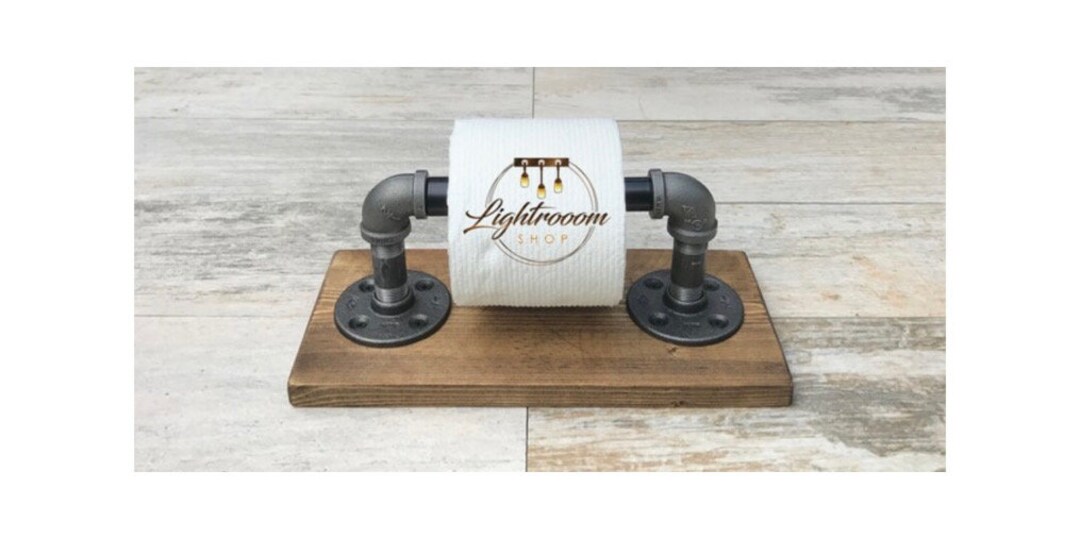 Toilet Paper Holder With Spring Loaded, Black Pipe, Rustic TP, Pipe ...
