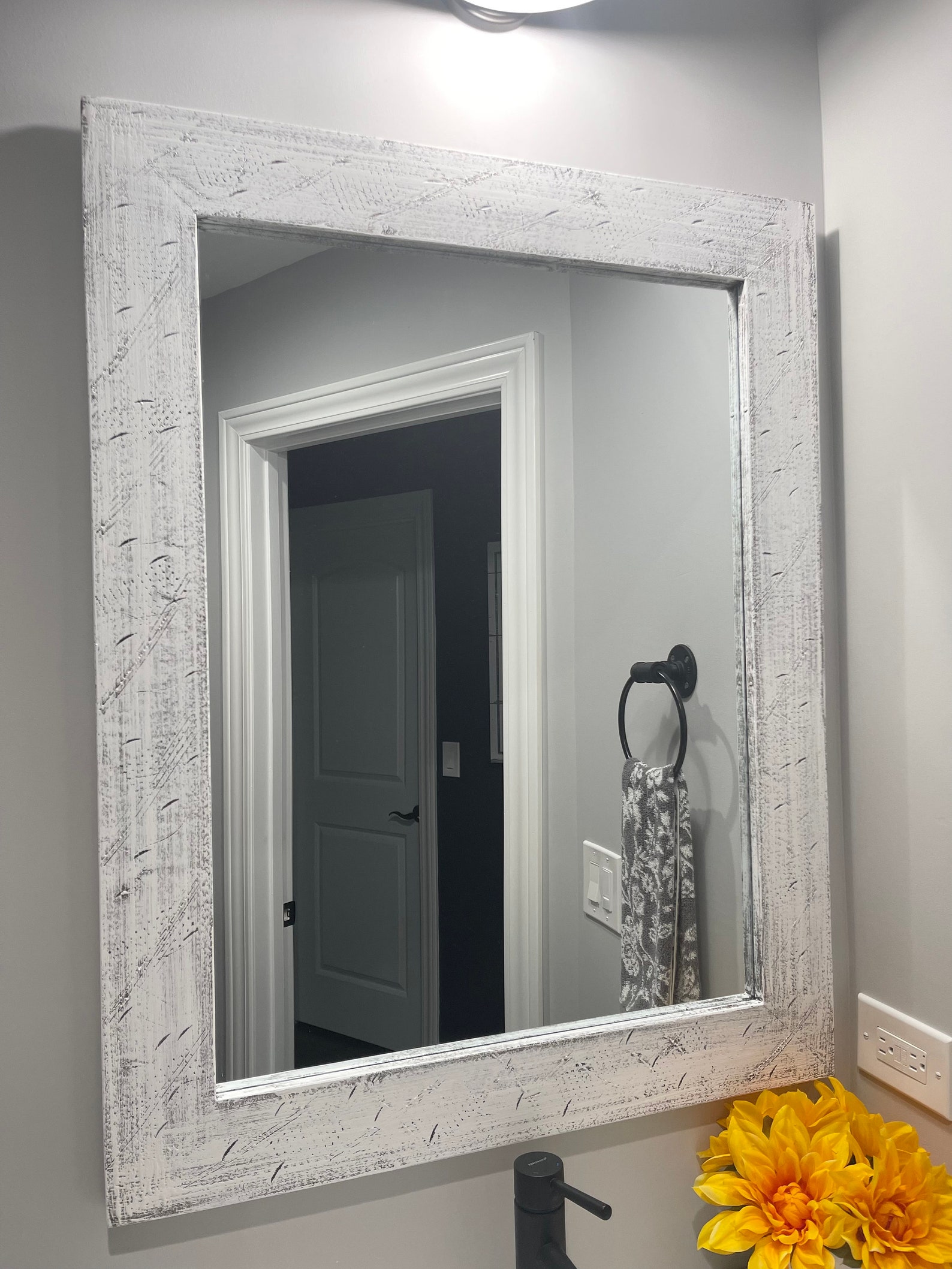 DISTRESSED HEAVY WHITEWASH Mirror Rustic Look Wood Mirror - Etsy