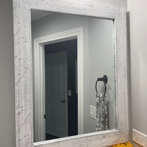 DISTRESSED HEAVY WHITEWASH Mirror Rustic Look Wood Mirror - Etsy