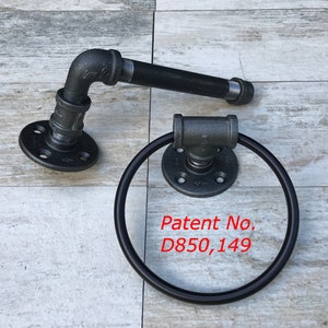 TP + Ring Bathroom Set, Toilet Paper Holder, Towel Ring, Industrial ...