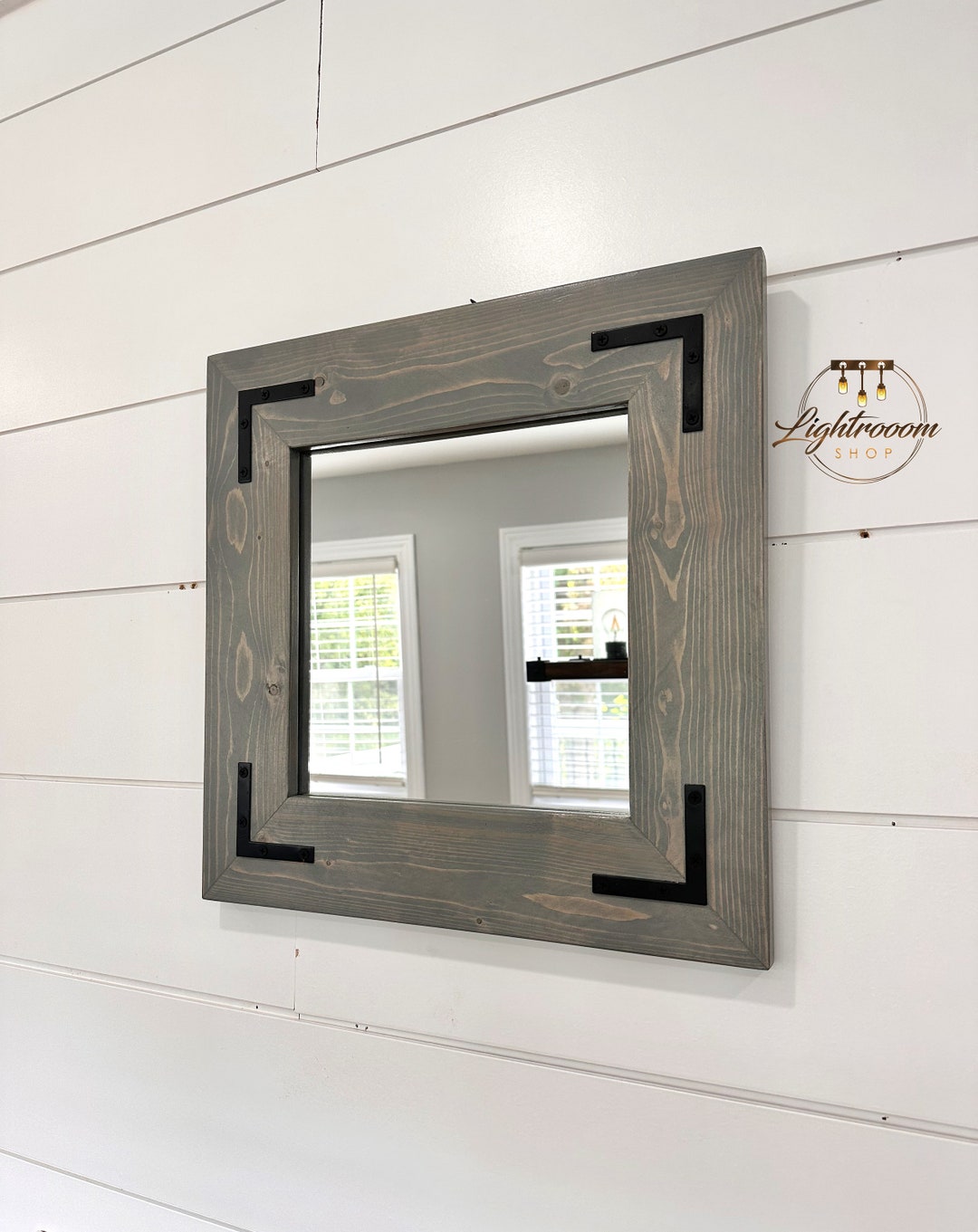 CLASSIC GRAY Wood Framed Mirror, Wall Farmhouse Mirror, Ready to Hang ...
