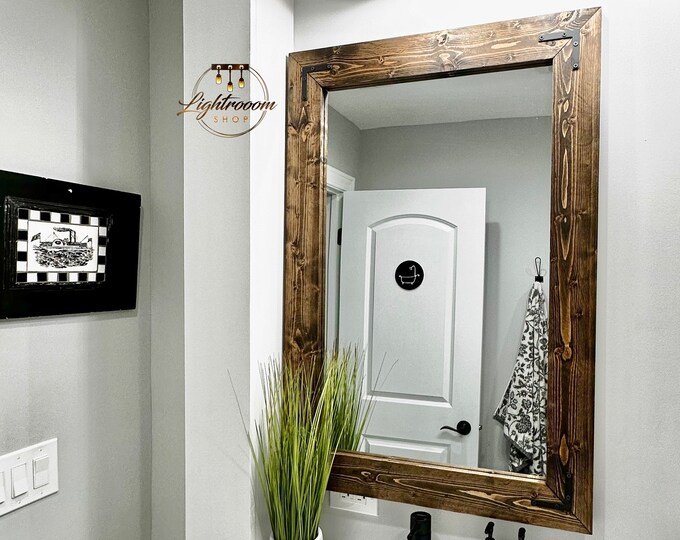 RUSTIC Farmhouse Mirror, 18x18 - 40x30 + Custom Sizes, 20+ Wood Colors ...