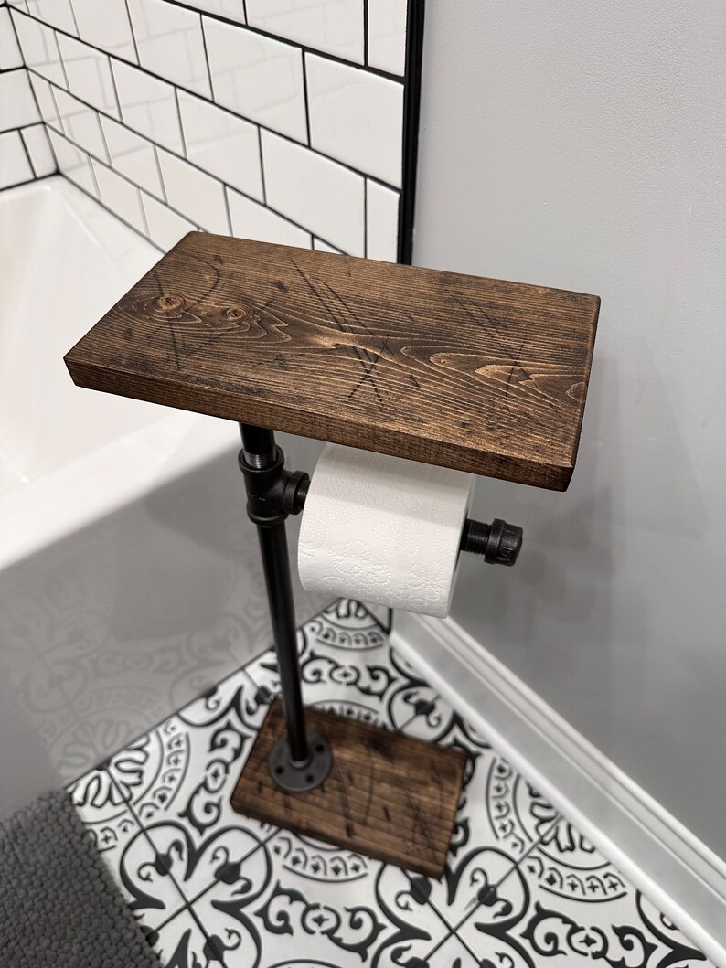 HEAVY BASE Toilet Paper Stand With Shelf 22 Wood Colors - Etsy