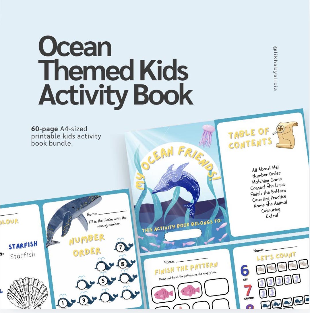 60-page Printable Ocean Themed Kid's Activity Book - Etsy