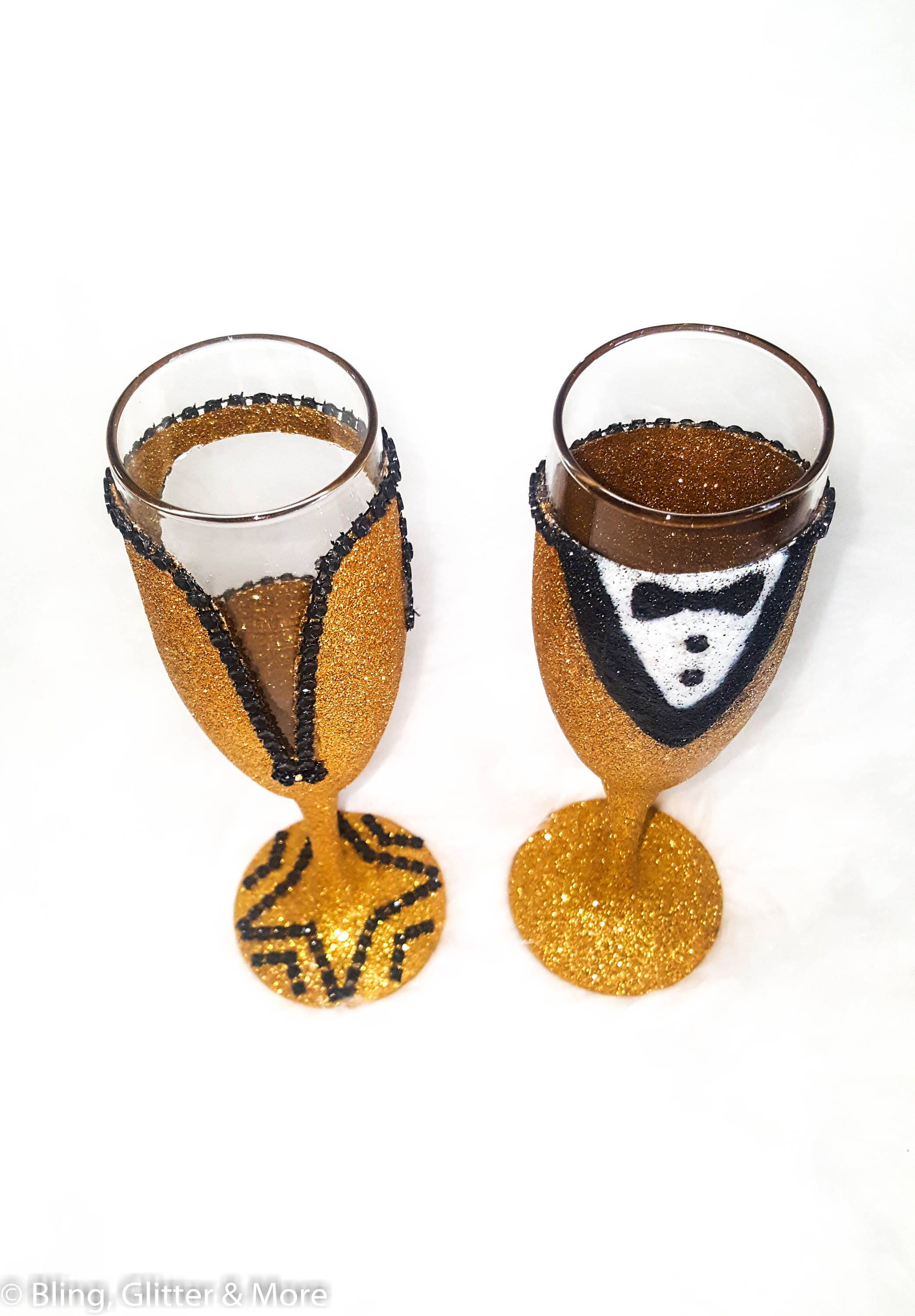 His and Hers Glasses, Prom Decorations, Wedding Present, Black and Gold ...