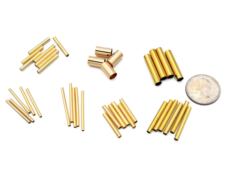 18K Gold Filled Alternative Tube Beads - Seamless Straight Plain ...