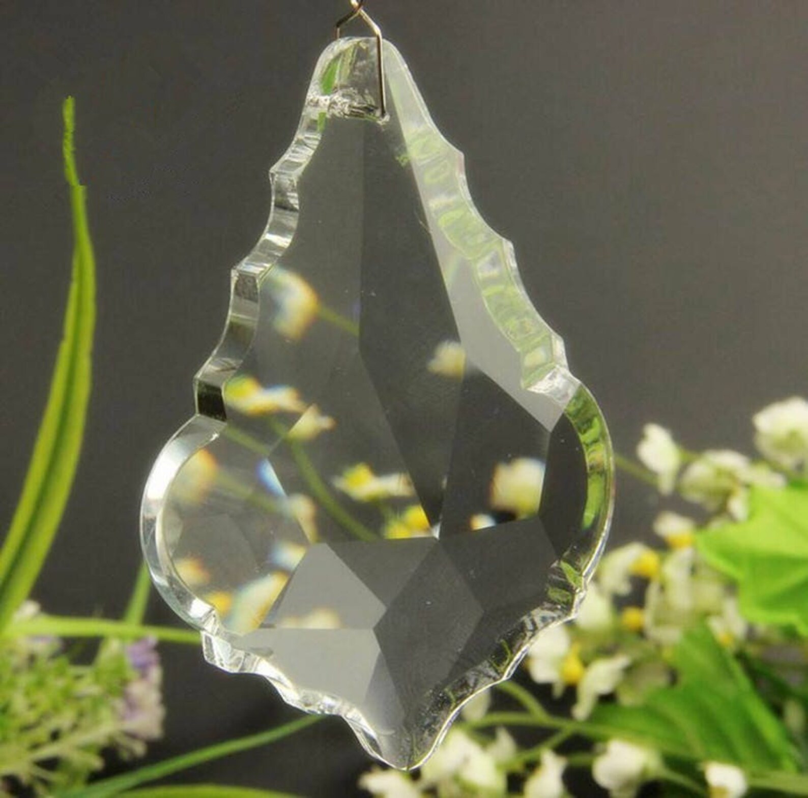 Leaf Prism Jewelry Faceted Pendeloque, Clear AB Iridescent Crystal ...