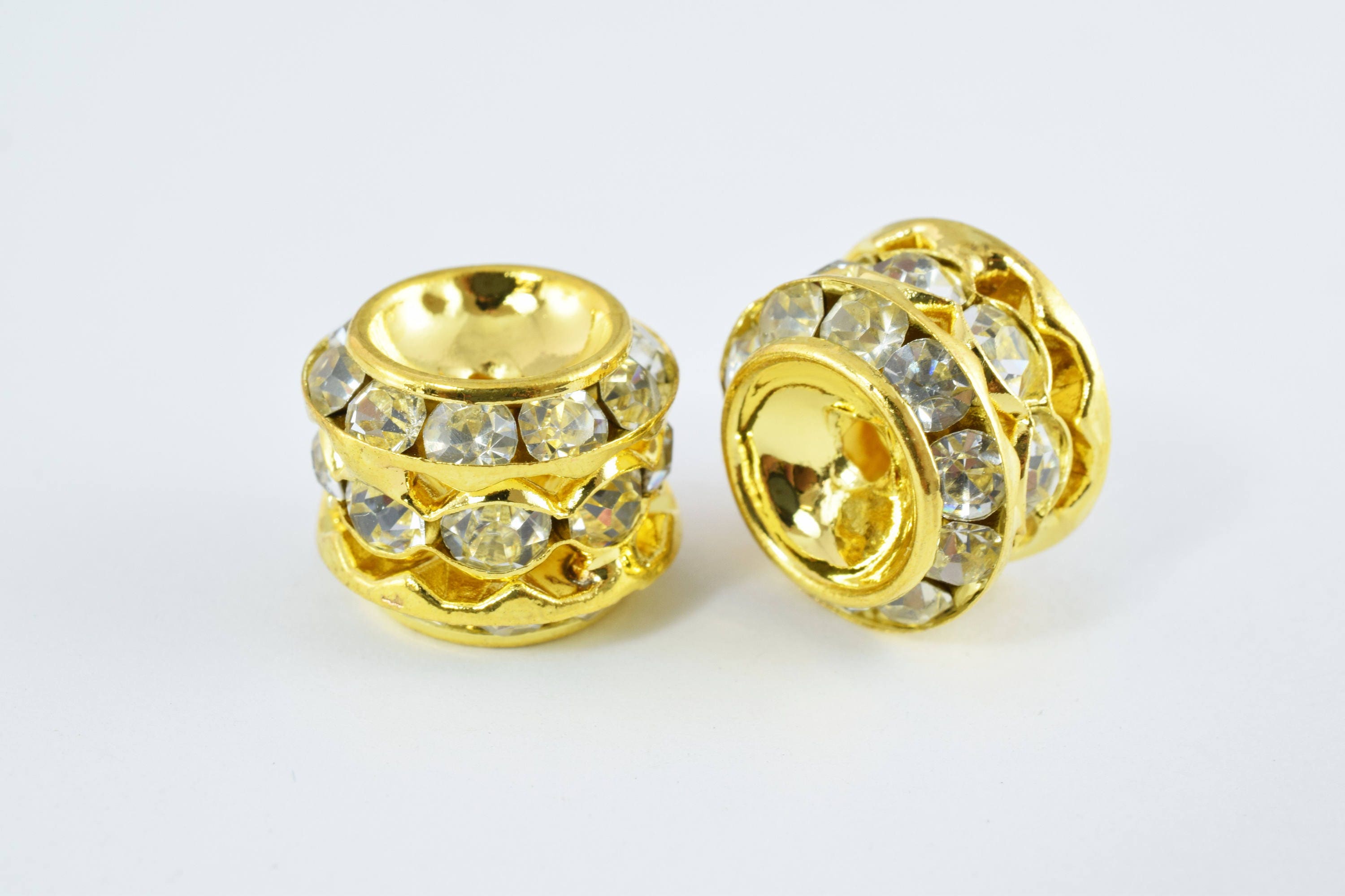 13x12mm Rondelle Gold/silver/hematite Plated Beads With Clear - Etsy