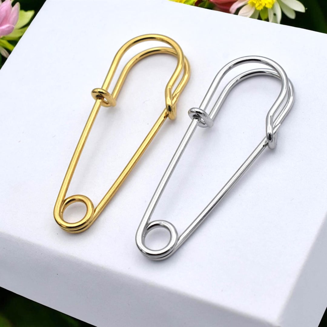 Safety Pin Clasps Large Charm Holder Pins, Gold & Silver Tone (3 Pieces ...