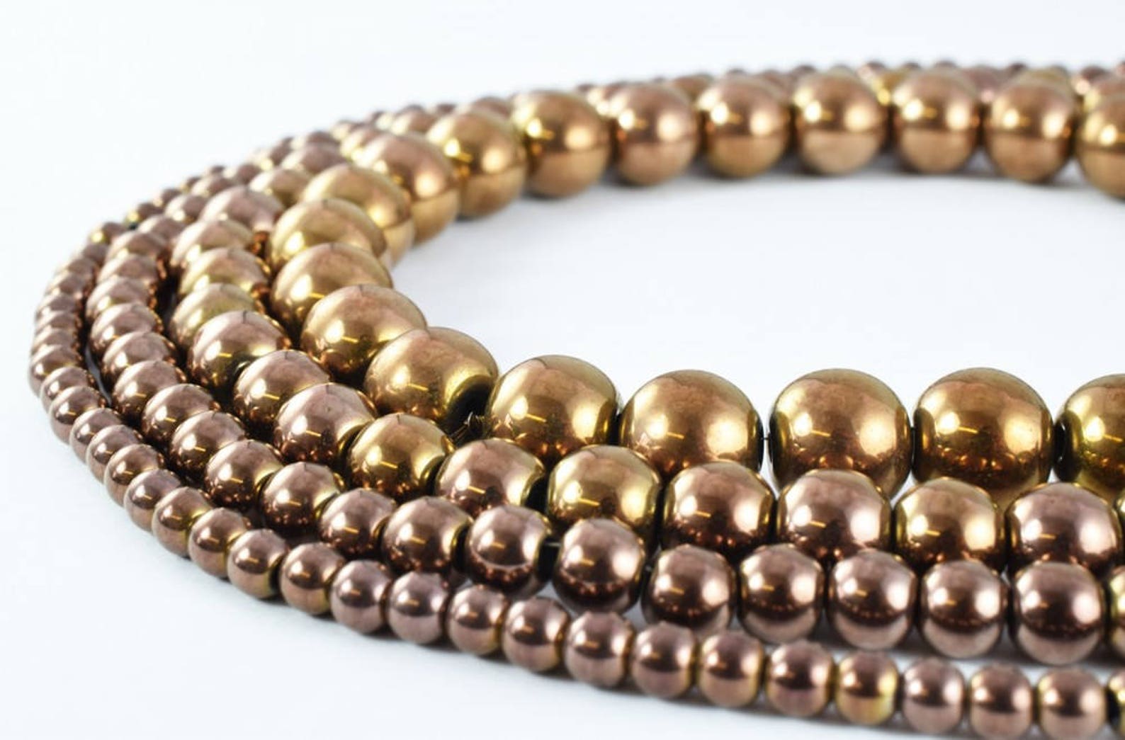 Hematite Glossy Coffee Bronze Gemstone Round Stone Beads | Etsy