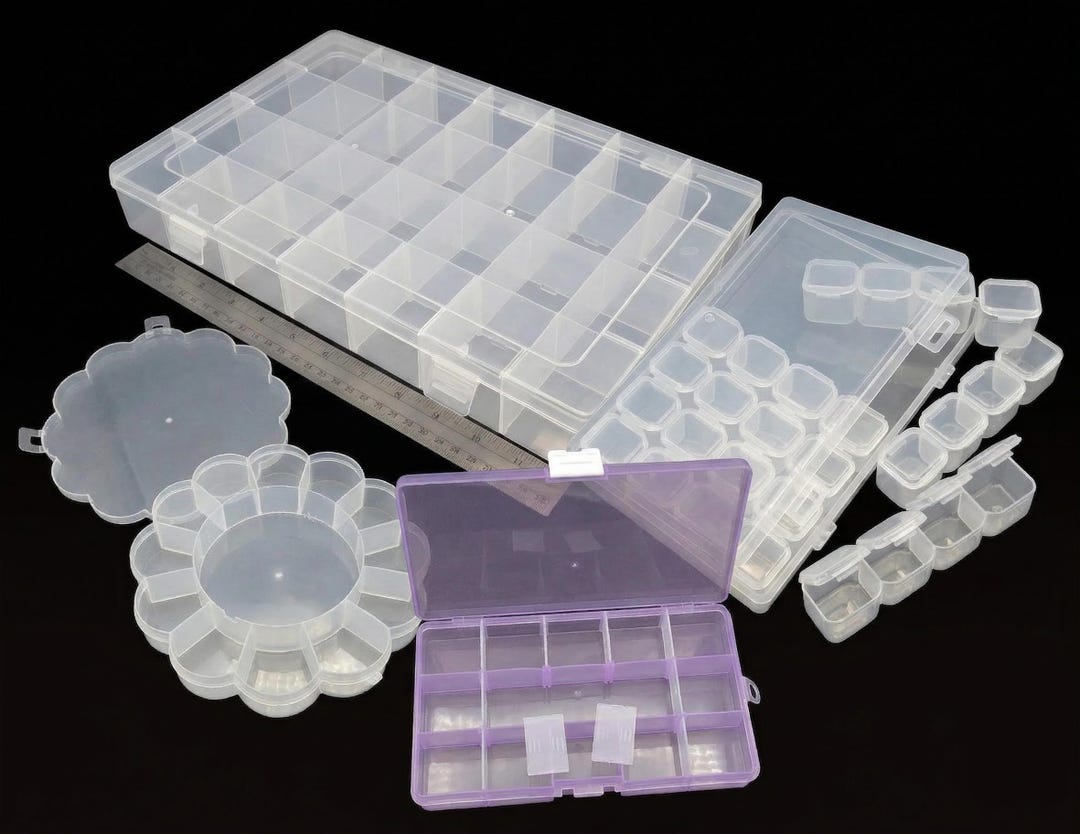 Beading Storage Box Organizer: Clear Plastic, Adjustable Dividers ...