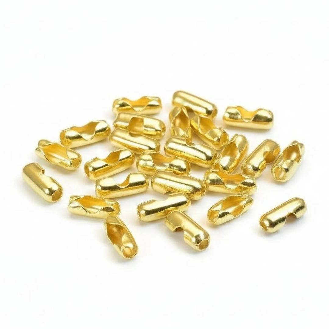 Gold Plated Ball Chain Clasp Jewelry Findings, 2mm & 3mm Sizes (100pcs ...