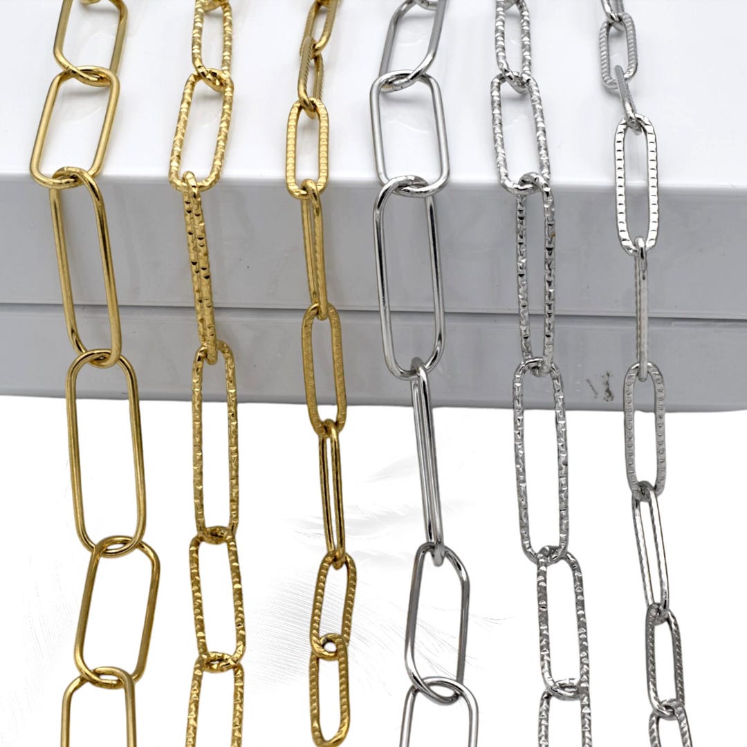 Stainless Steel Paperclip Chain Links – Gold & Silver Rectangle Chains ...