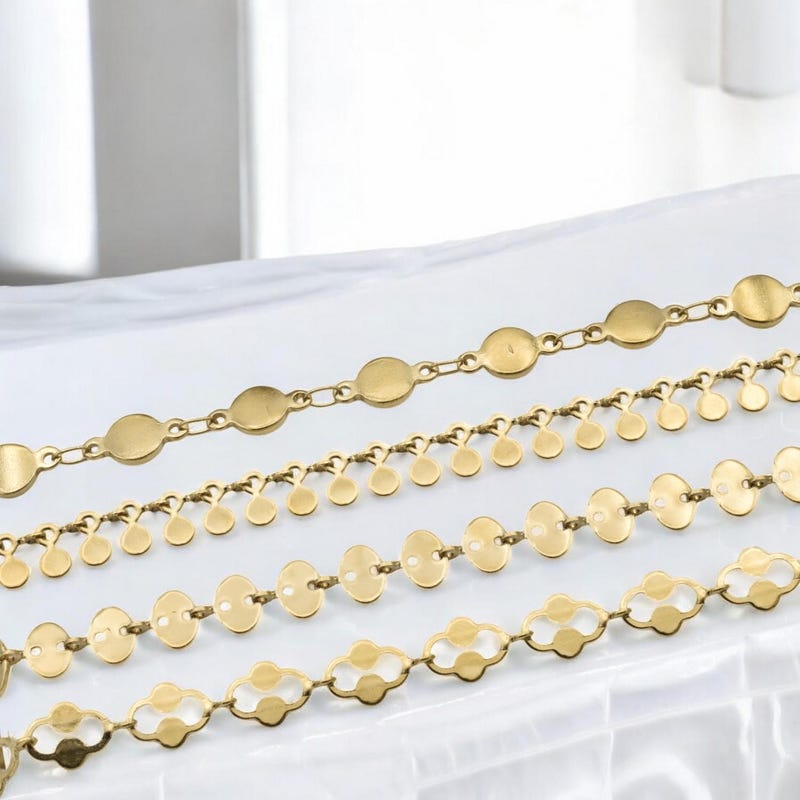 Gold Necklace Disc Links - Etsy