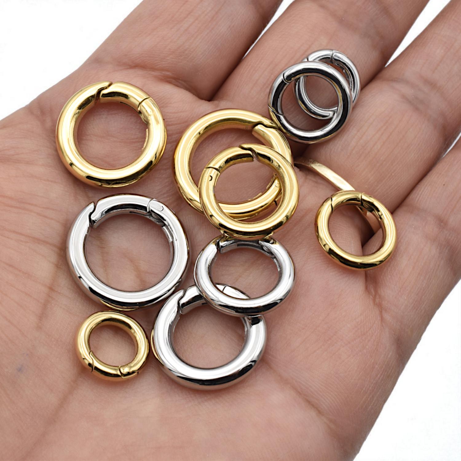 Swivel Spring Clasps Gold or Silver - Secure Round Connector Rings ...