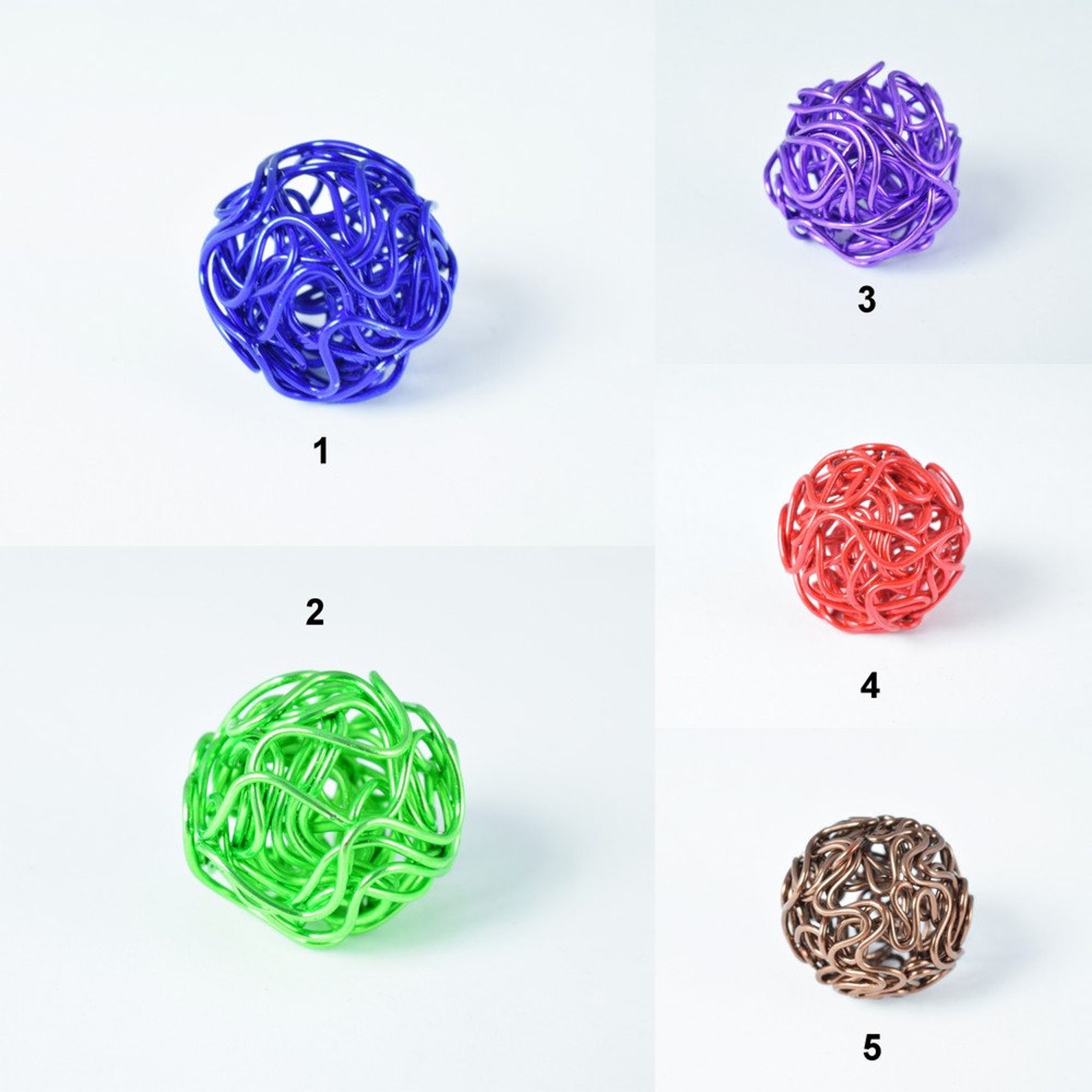 6 Pcs Openwork Wire Metal Round Beads Ball Hollow Twist Ball - Etsy