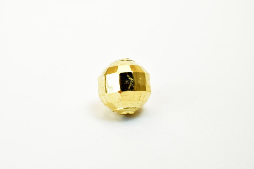 12mm 18K Gold Filled Look, EP Diamond Cut Round Bead for Jewelry Making ...