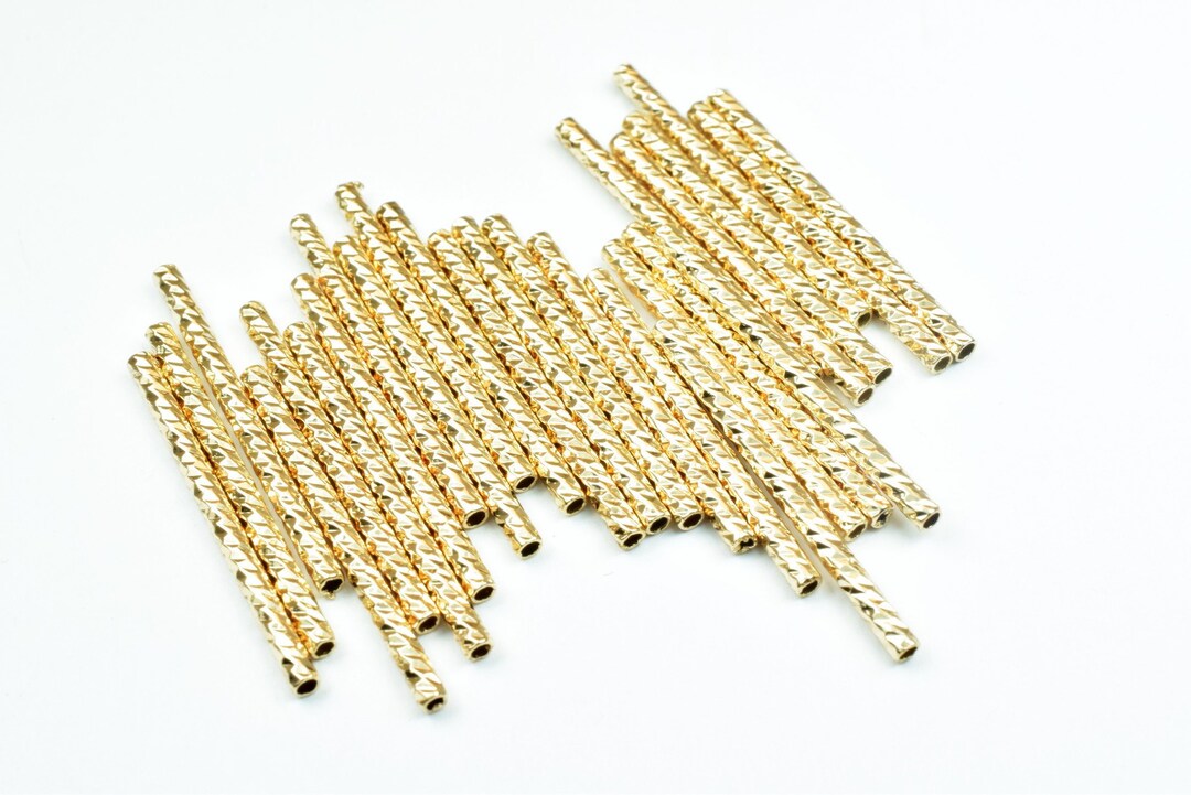 18K Gold Filled EP Tube 2x25mm, 2x30mm Gold Filled Straight Diamond Cut ...