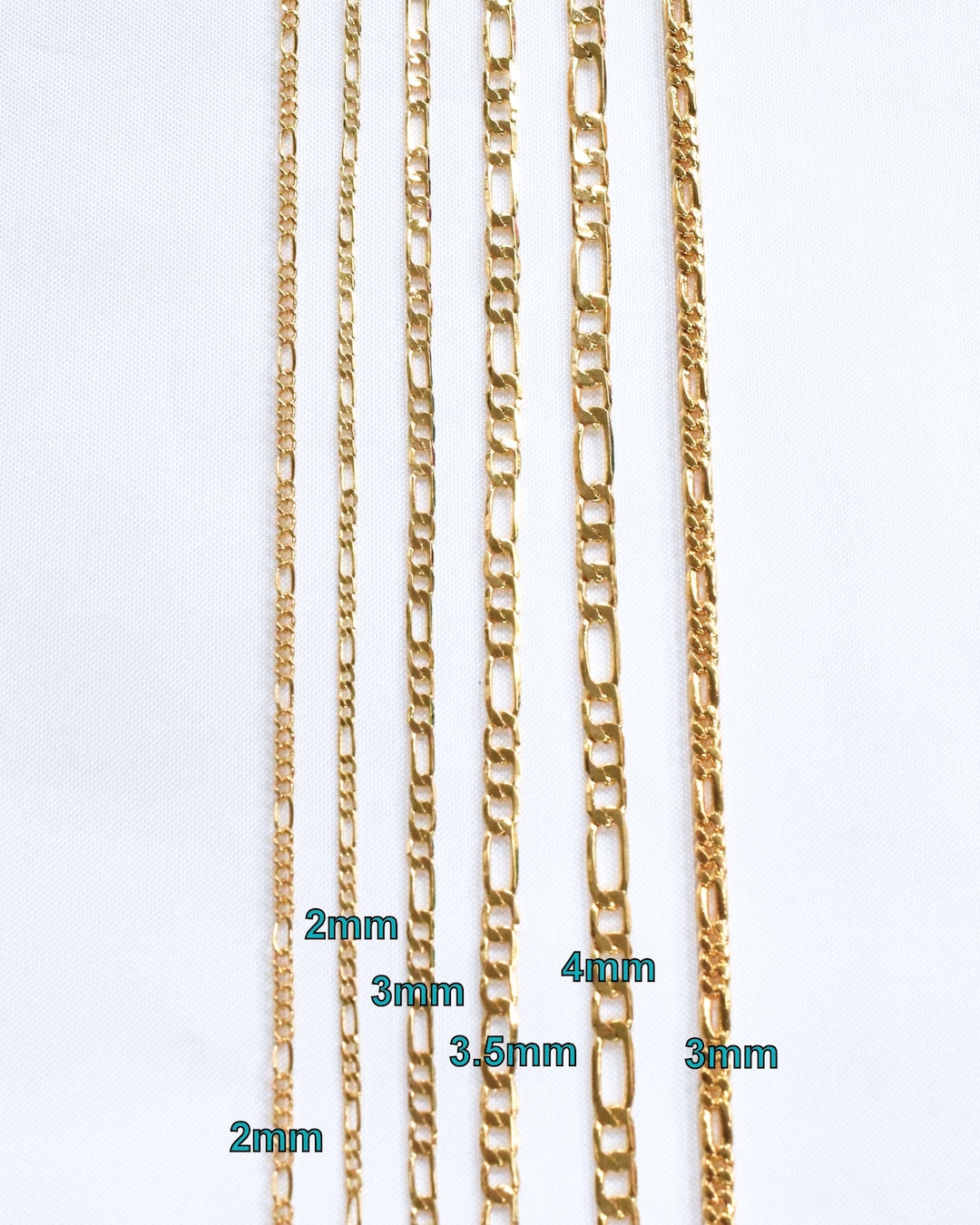 18k/14k Figaro Cuban Link Gold Filled Chain 2mm/3mm/3.5mm/4mm Sold by ...