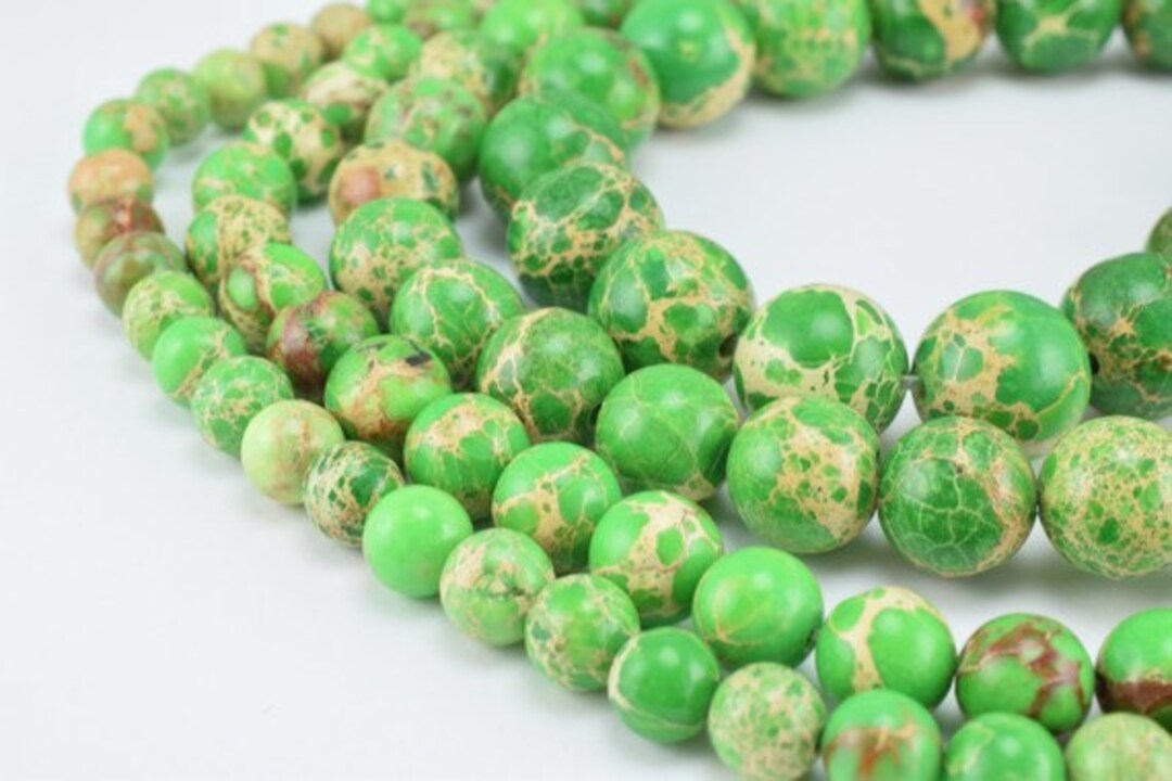 Perles de jaspe dimpression verte naturelle 6mm / 8mm / 10mm - Etsy France