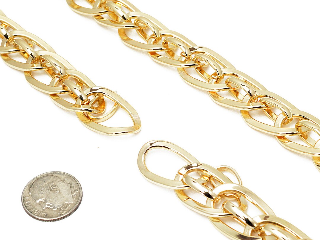 15mm Gold Plated Chain Cable Chain/link Chain Paper Clip 18K Gold ...