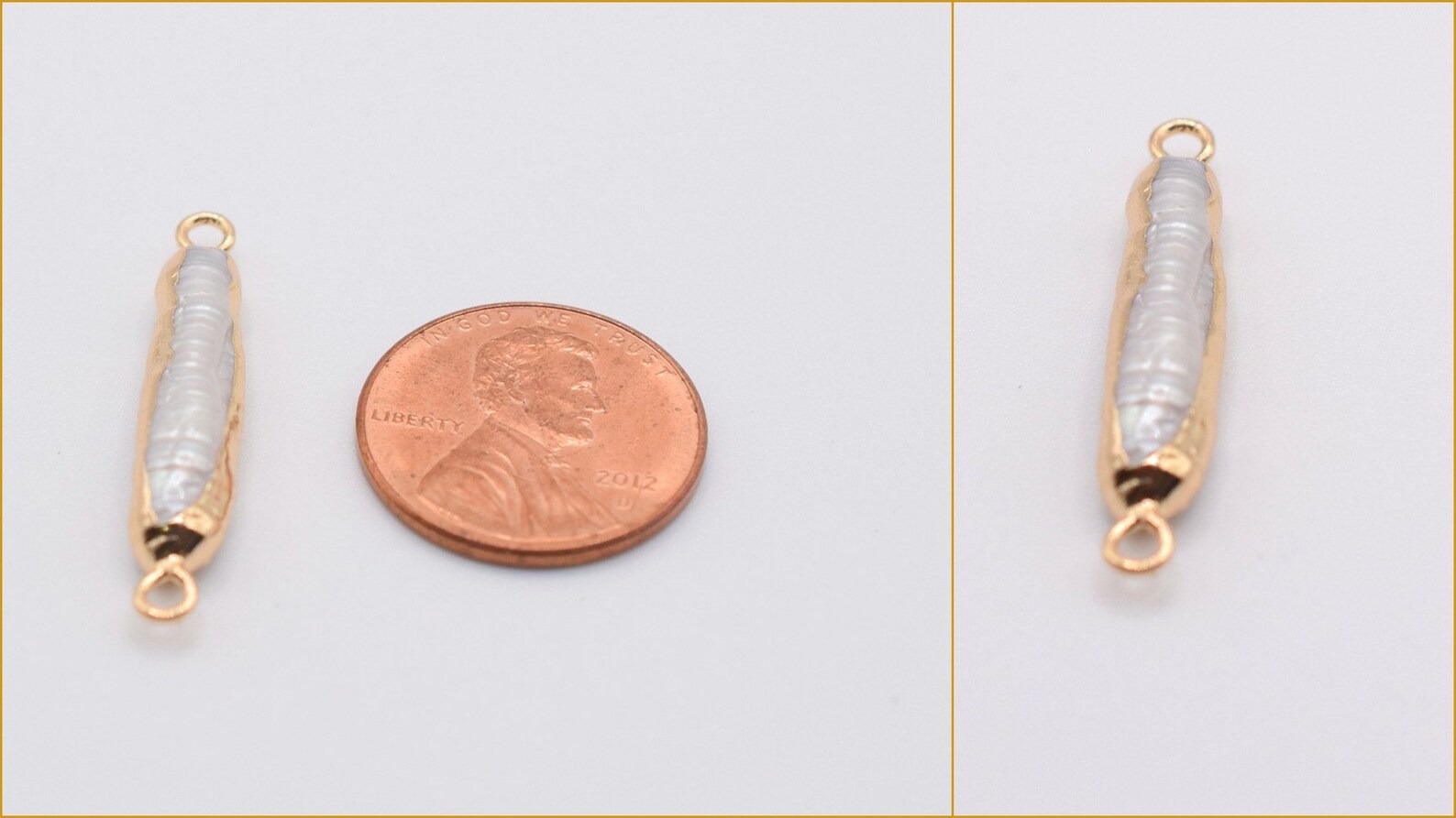 Fresh Water Pearl Connector With Gold Plated Frame Beads High - Etsy