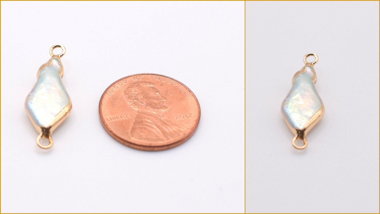 Fresh Water Pearl Connector With Gold Plated Frame Beads High - Etsy