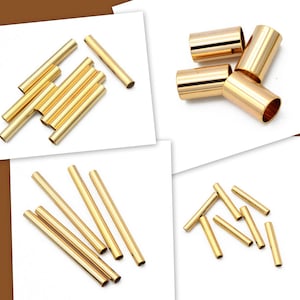 18K Gold Filled Look, EP Tube Beads - Straight Plain - High Quality ...