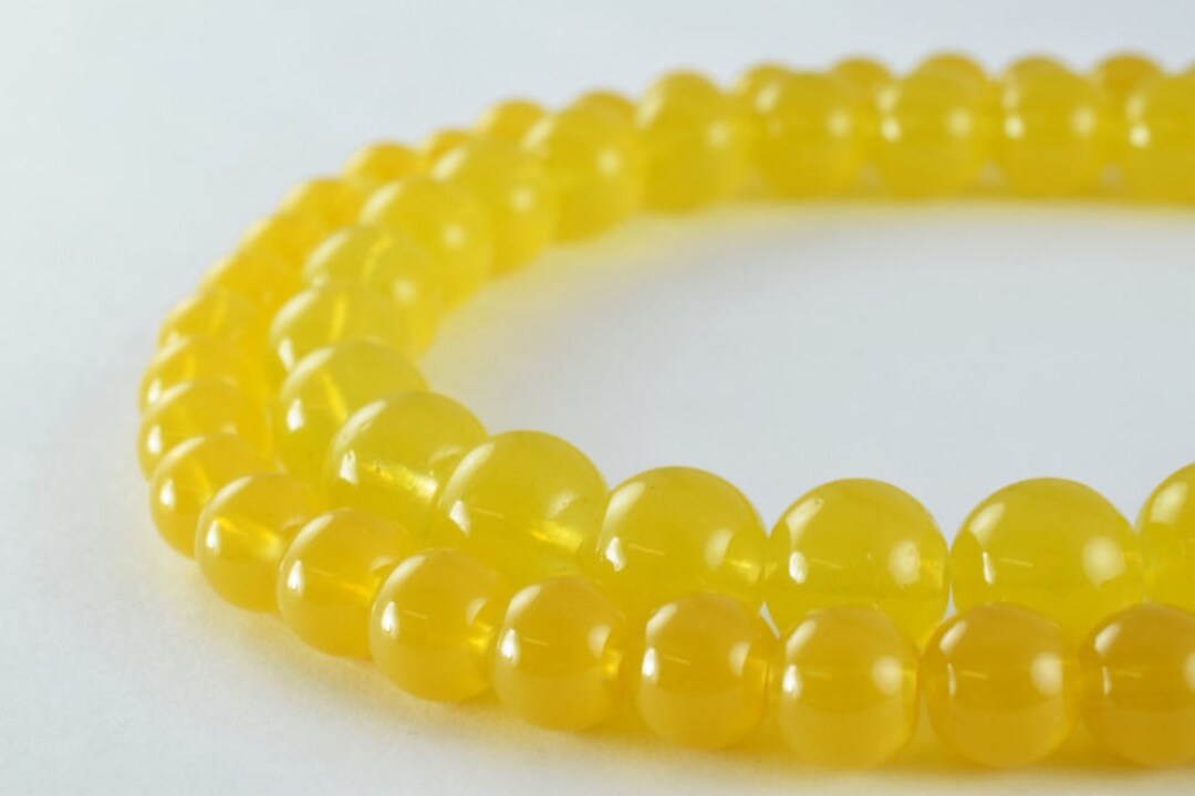 Milky Yellow Color Glass Beads Round: Matte Finish, Crackle Texture ...