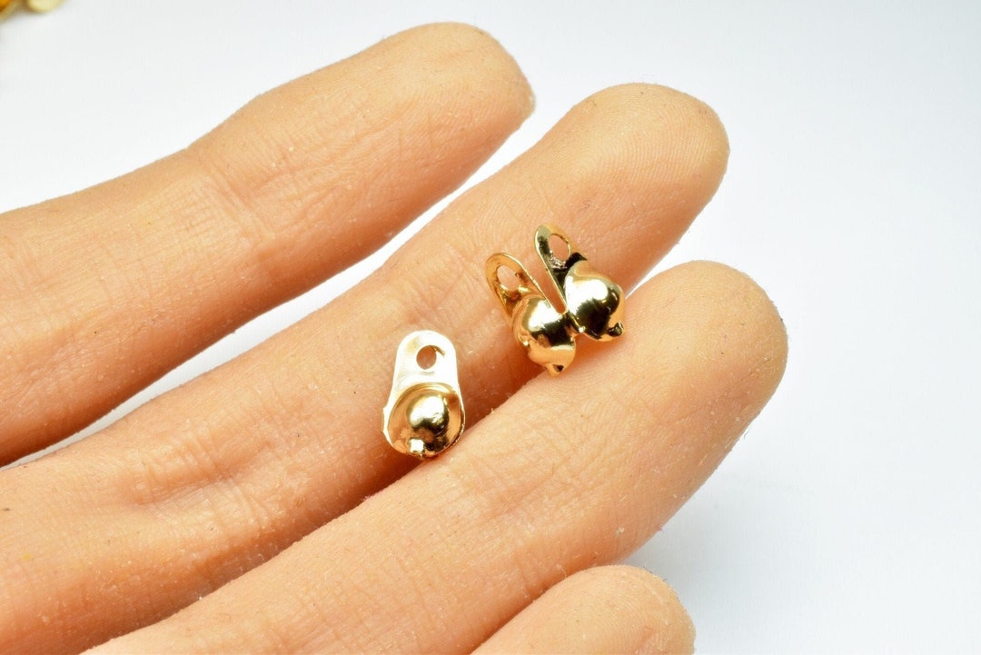 18k Gold Filled Alternative Ball Chain Crimp Cover End Tip Beads ...