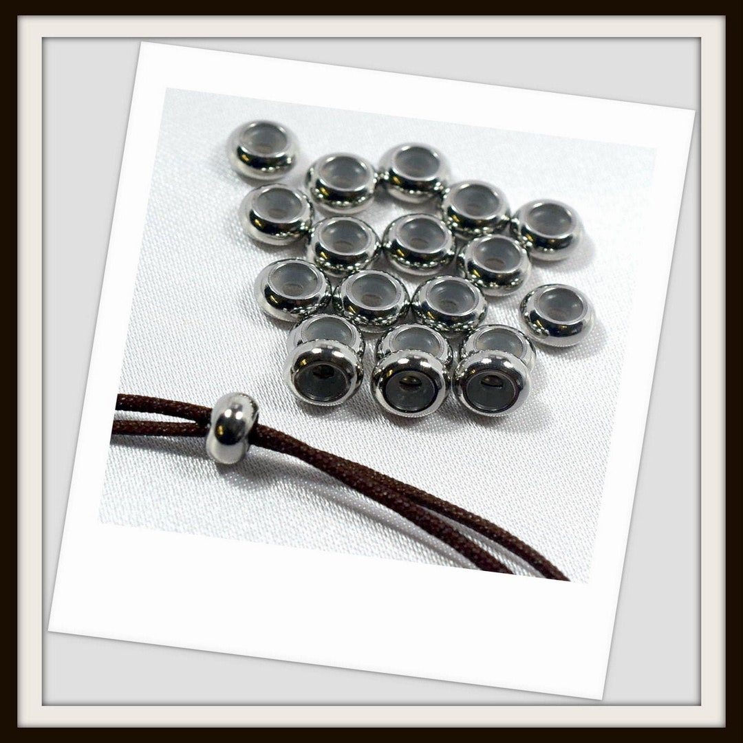 Stainless Steel Roundel Adjustable Lock Beads Size 7x3mm With Clear ...