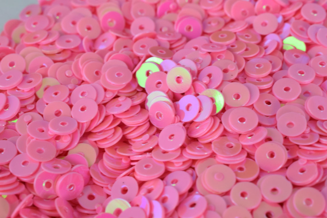 Sheen Round Sequins Iridescent Pink: Sparkling Flat Loose Paillettes ...