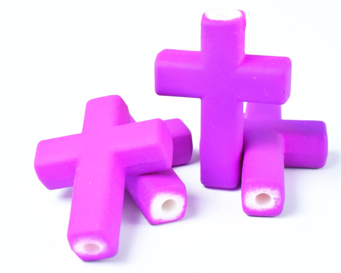 Matte Rubberized Plastic Cross Beads Plastic Cross | Etsy