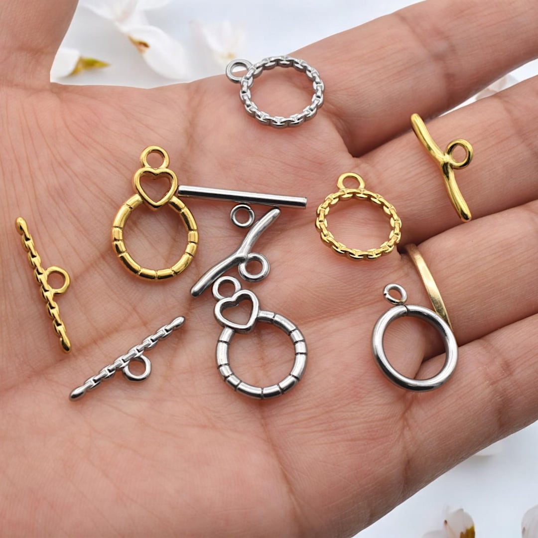 Steel Heart Round Toggle Clasp Set, Gold Silver Combo, Twisted Rope ...