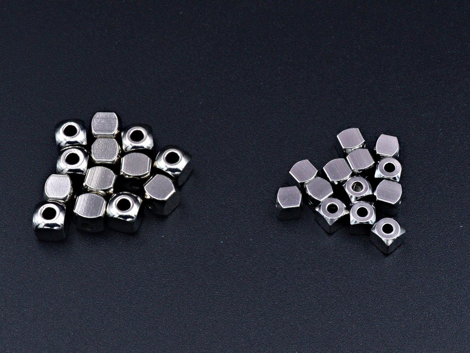 Cube Roundel Plain Spacer Beads - Stainless Steel Metal Beads - Square ...