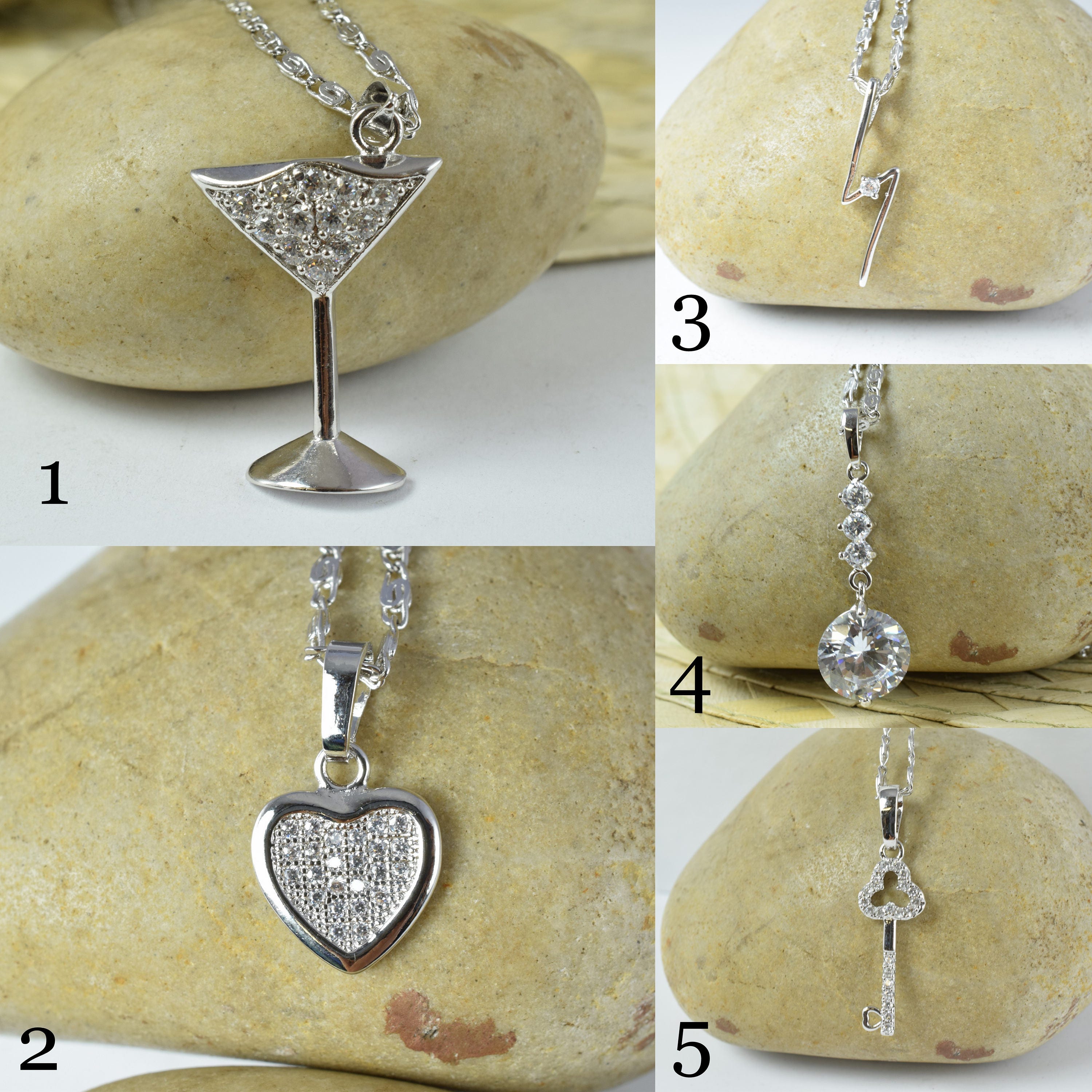 White Gold Rhodium Plated Pendants Stardust Cz Etsy