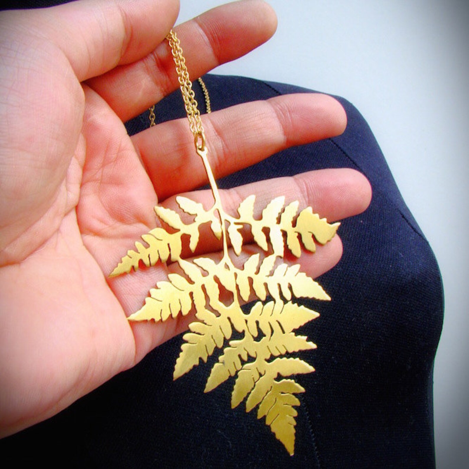 Fern Leaf Pendant in Brass Hand Sawing rocker Jewelry skull - Etsy