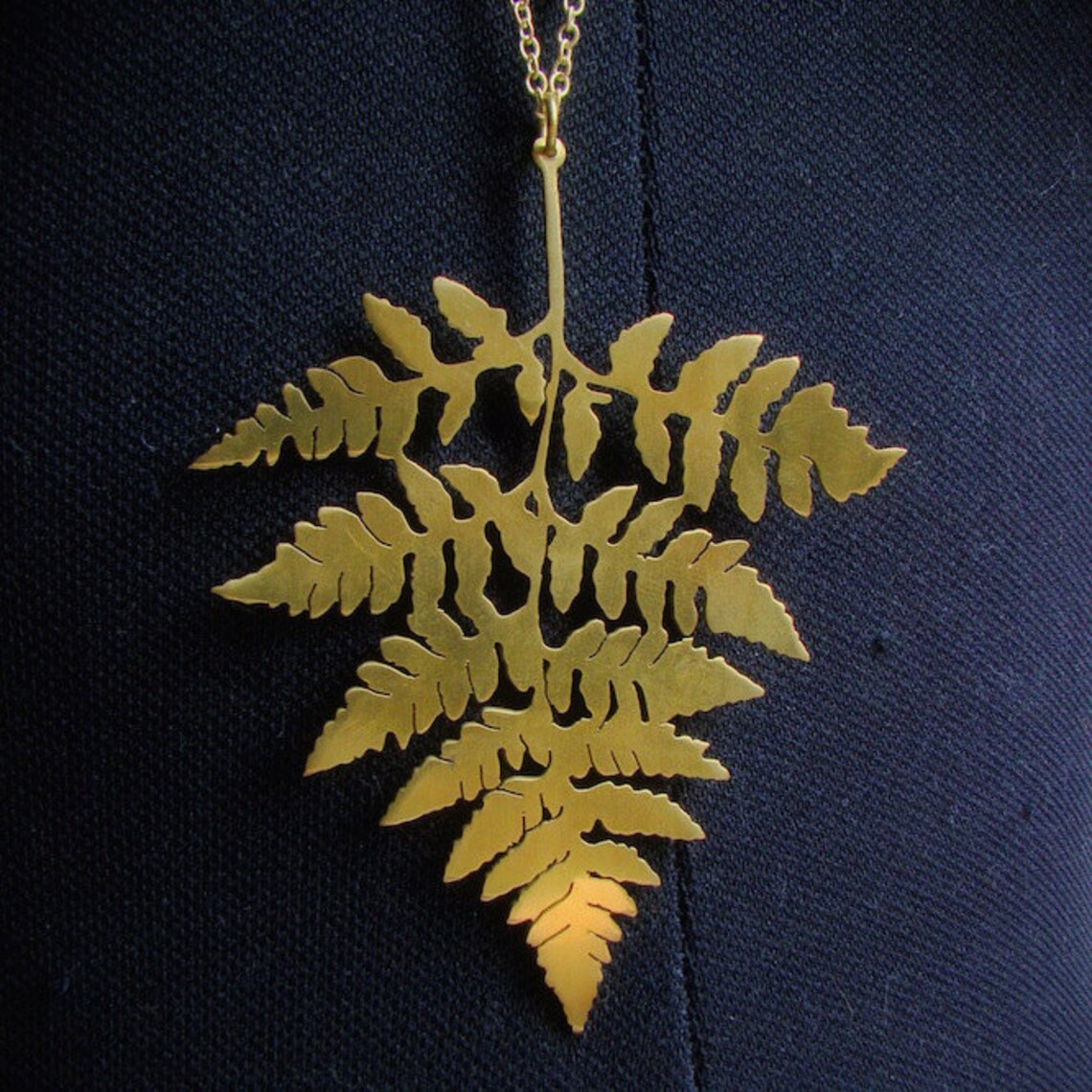 Fern Leaf Pendant in Brass Hand Sawing rocker Jewelry skull - Etsy