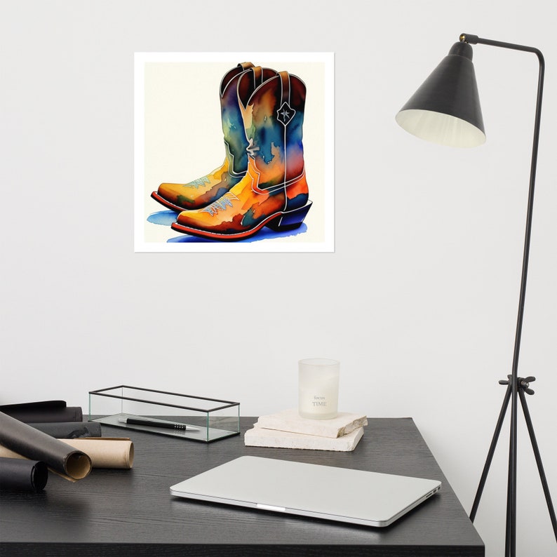 Watercolor Cowboy Boots Poster Print - Etsy
