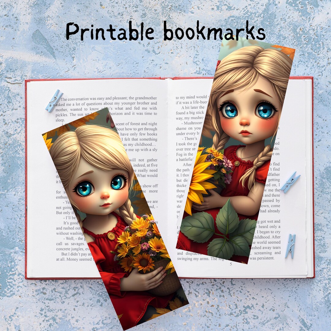 Autumn Girl Bookmarks,fall Printable Bookmarks,digital Download Autumn ...