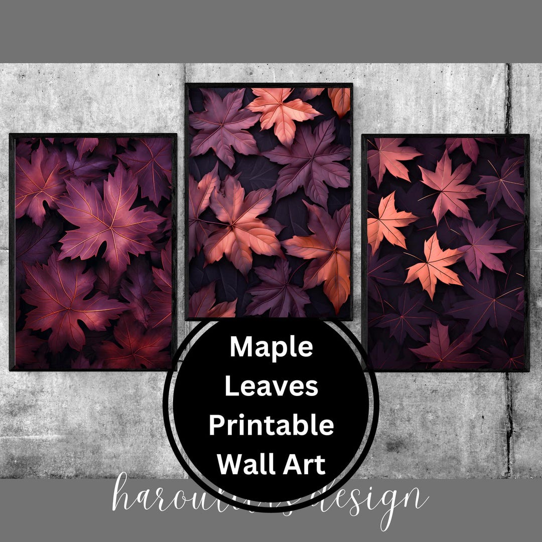 Maple Leaves Print,autumn Leaf Wall Art,printable Poster Fall,rustic ...