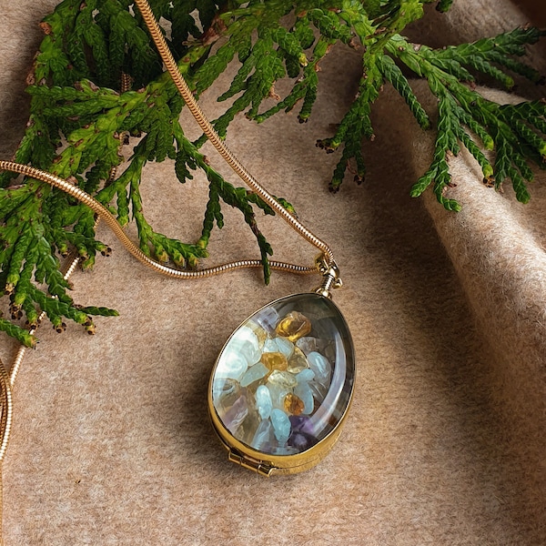 Gemstone Locket - Etsy